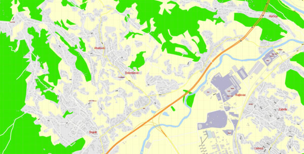 City Map Sarajevo Vector Urban Plan Adobe Illustrator Editable Street Map