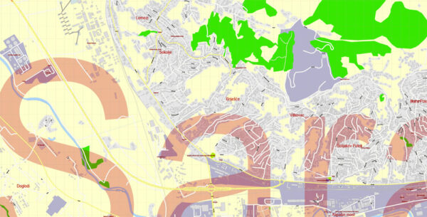 City Map Sarajevo Vector Urban Plan Adobe Illustrator Editable Street Map