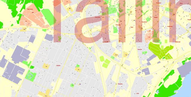 Tallinn Map Metro Area Estonia Printable Vector, exact detailed City ...