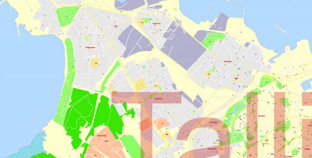 Tallinn Map Metro Area Estonia Printable Vector, exact detailed City ...