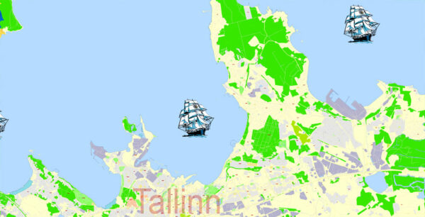 Tallinn PDF Map Metro Area Estonia Printable Vector, exact detailed ...