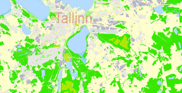 Tallinn Map Metro Area Estonia Printable Vector, exact detailed City ...