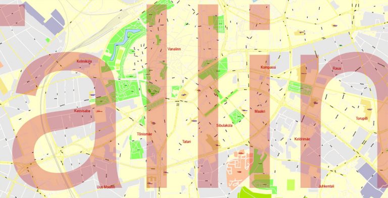 Tallinn PDF Map Metro Area Estonia Printable Vector, exact detailed ...