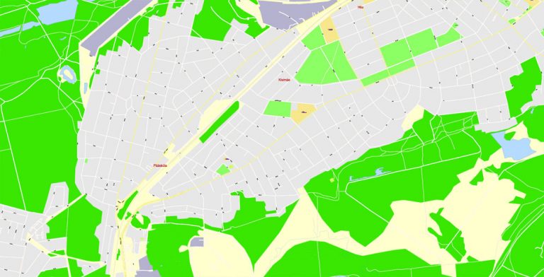 Tallinn Map Metro Area Estonia Printable Vector, exact detailed City ...