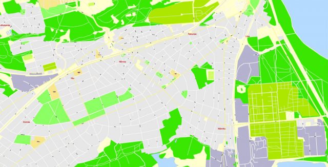 Tallinn PDF Map Metro Area Estonia Printable Vector, exact detailed ...