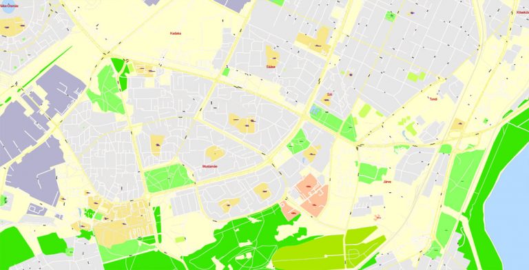 Tallinn Map Metro Area Estonia Printable Vector, exact detailed City ...