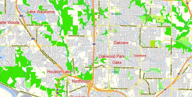 Kansas City Missouri Kansas US Map PDF, Printable Vector exact detailed ...