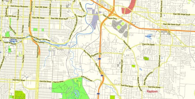 Kansas City Missouri Kansas US Map PDF, Printable Vector exact detailed ...