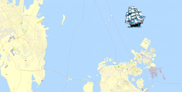 Bahrain PDF Map 01 Printable Vector exact detailed City Plan, Scale 1: ...