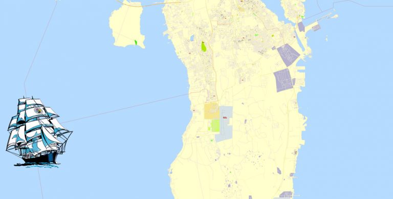 Bahrain PDF Map 01 Printable Vector exact detailed City Plan, Scale 1: ...