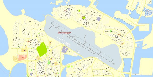 Bahrain Map Printable Vector exact detailed City Plan 01 Scale 1:4218 ...