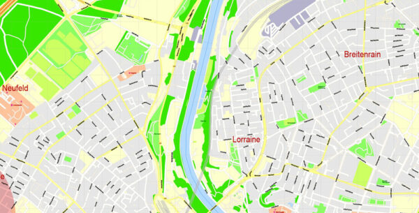 Bern PDF Map Switzerland Printable Vector exact detailed City Plan ...