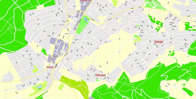 Bern PDF Map Switzerland Printable Vector exact detailed City Plan ...