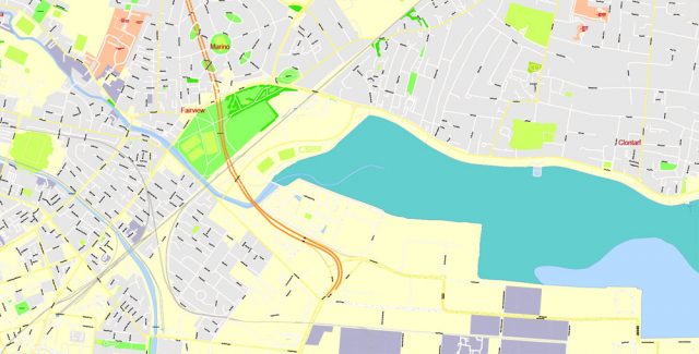 Dublin PDF Map Ireland, Printable Vector exact detailed City Plan ...