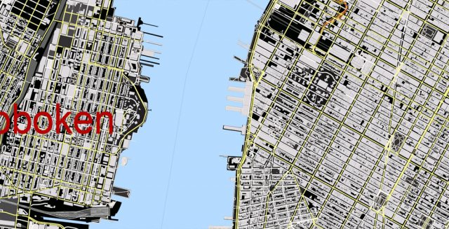 New York City US CDR Map, Printable Vector exact vector City Plan BW ...