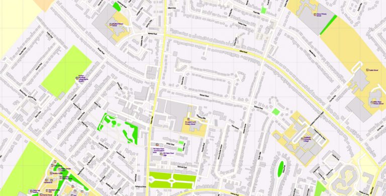 Cambridge PDF Map UK, Printable Vector exact detailed City Plan all ...
