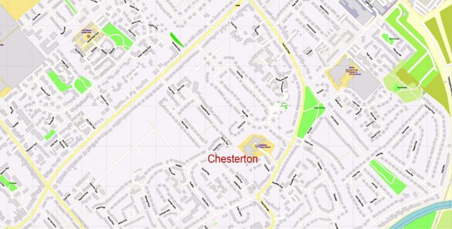 Cambridge PDF Map UK, Printable Vector exact detailed City Plan all ...