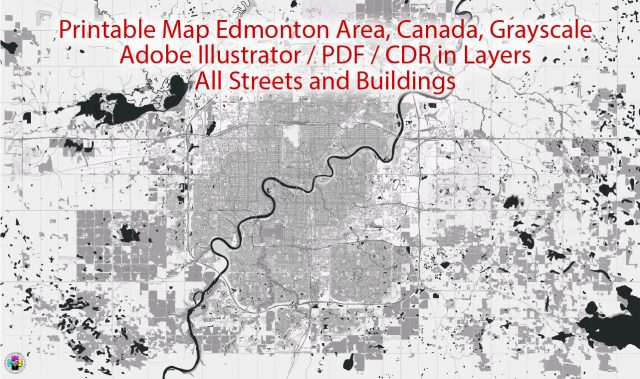 Edmonton PDF Printable Map Canada exact City Plan full editable Adobe ...
