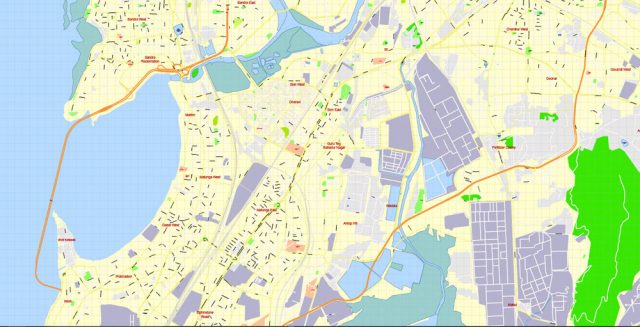 Mumbai PDF Map India, Printable Vector exact detailed City Plan, Scale ...