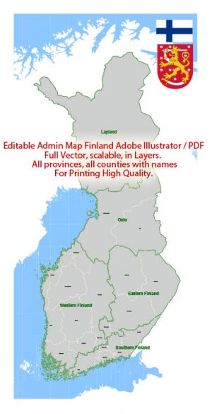 _Finland Map Administrative Vector 01 Adobe Illustrator Editable PDF ...
