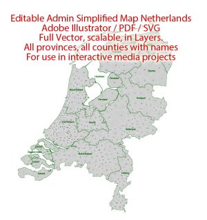 Netherlands Administrative Vector Map 01 Adobe Illustrator Editable PDF ...