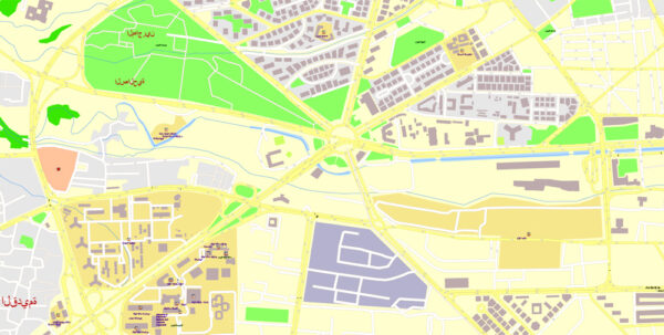 Damascus Printable Map Syria, exact vector City Plan full editable ...