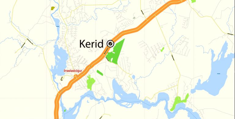 Golden Circle PDF Map Iceland 01 base map Scale 1:32443, editable ...