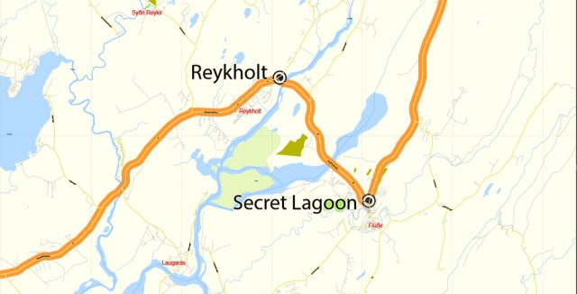 Golden Circle PDF Map Iceland 01 base map Scale 1:32443, editable ...