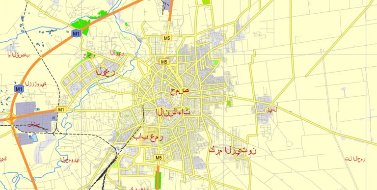 Syria PDF Map 5 km scale Road Map 01 editable Country Plan, Adobe PDF ...