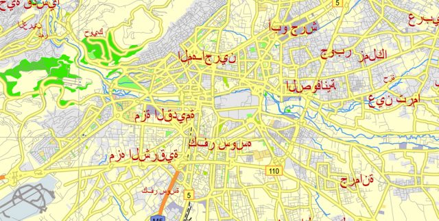 Syria Printable Vector Map 5 km scale Road Map 01 editable Country Plan ...