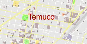 Temuco PDF Map Chile, exact vector City Plan full editable, Adobe PDF ...