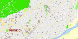 Temuco PDF Map Chile, exact vector City Plan full editable, Adobe PDF ...