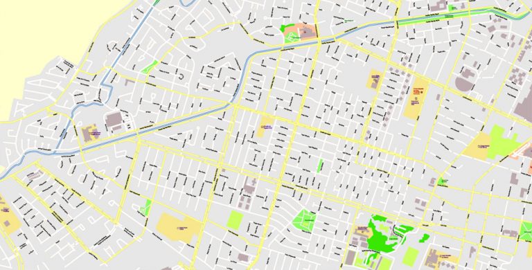 Temuco Map, Chile, exact vector City Plan full editable, Adobe ...