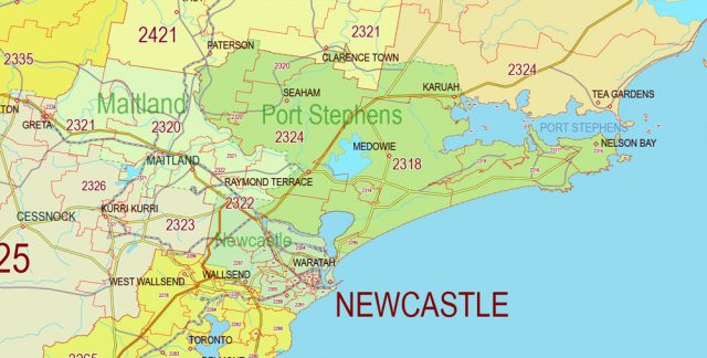 Australia Vector Map Admin Roads ZipCodes (POA) Adobe Illustrator