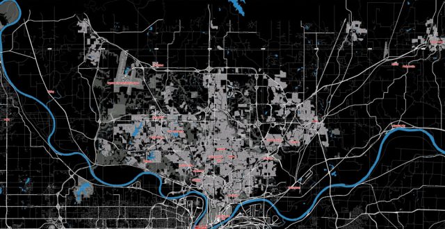 Kansas City PDF Map Missouri US, exact vector City Plan scale 1:58371 ...