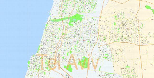 Israel CDR Vector Map English 01 exact extra detailed Country City Plan ...