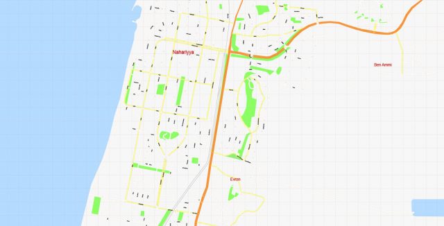 Israel CDR Vector Map English 01 exact extra detailed Country City Plan ...