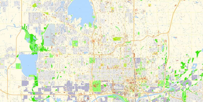 Oklahoma City CDR Map Metro Area Oklahoma US Printable Vector exact ...