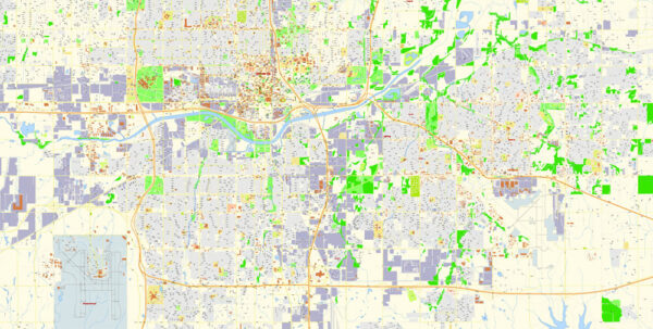 Oklahoma City CDR Map Metro Area Oklahoma US Printable Vector exact ...