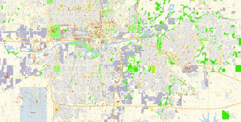 Oklahoma City CDR Map Metro Area Oklahoma US Printable Vector exact ...