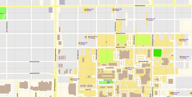 Oklahoma City CDR Map Metro Area Oklahoma US Printable Vector exact ...