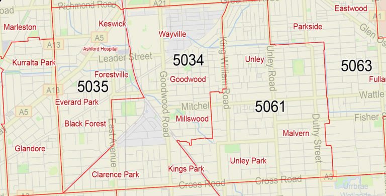 Adelaide, Australia Printable Vector Map, exact City Plan, full ...