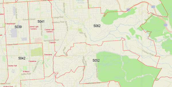 Adelaide Australia Printable Vector PDF Map, exact City Plan, full ...