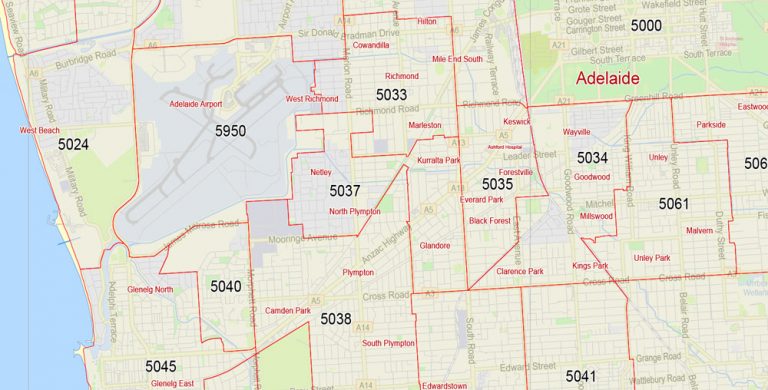 Adelaide Australia Printable Vector PDF Map, exact City Plan, full ...
