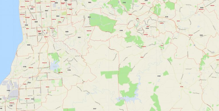 Adelaide Australia Printable Vector PDF Map, exact City Plan, full ...