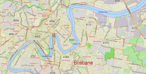 Brisbane Vector Map Australia exact City Plan all ZIPcodes areas (POA ...