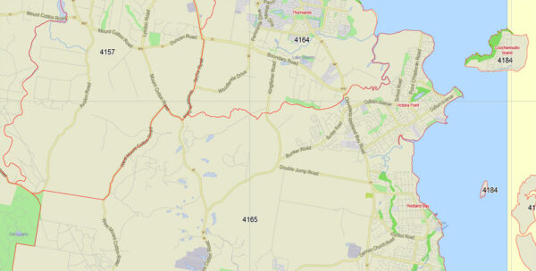 Brisbane Vector Map Australia exact City Plan all ZIPcodes areas (POA ...