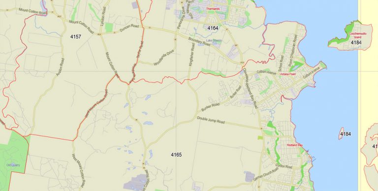 Brisbane PDF Map editable Australia exact City Plan all ZIPcodes areas ...