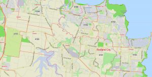 Brisbane Map Australia exact City Plan all ZIPcodes areas Adobe Illustrator
