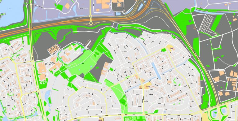 Eindhoven Map Netherlands Printable Vector, exact detailed City Plan ...